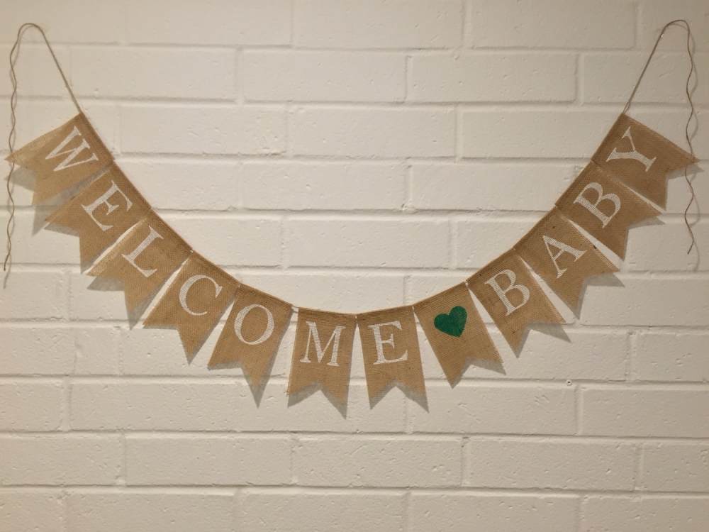 WELCOME BABY Burlap Banner | Aloha Inspired